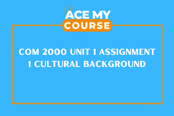 COM 2000 Unit 1 Assignment 1 Cultural Background